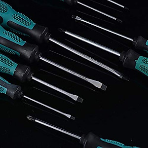 ZRSJ Screwdriver Set, 9pcs Phillips Slotted Screwdriver Set Magnetic Head Repair Tool Kit Manual Repair Tool (Color : Green)