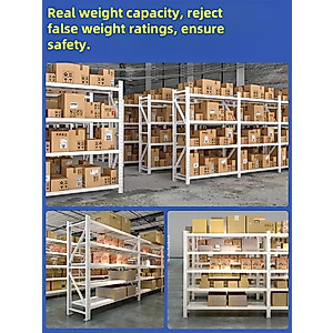 3500LBS Industrial Garage Shelving 4 Tier Heavy Duty Storage Shelves Ccommercial Shelving Adjustable Metal Shelves for Garage/Warehouse 4 Feet Tall Industrial Metal Shelving White,48"W x 18"D x 48"H