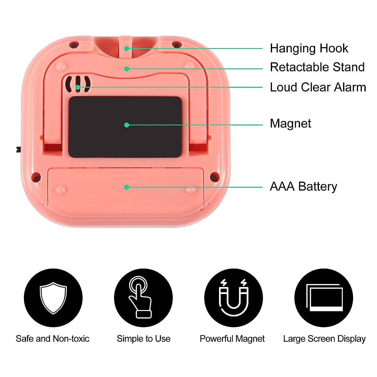 Aobao Timers, 8pcs Classroom Timers for Teachers Kids Digital Kitchen Timer Magnetic Countdown Timer for Teacher, Study, Exercise, Oven, Cooking