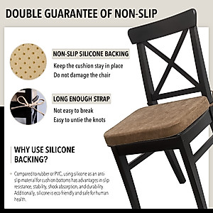 Tromlycs Chair Pads for Dining Chairs Set of 4 Kitchen Room Seat Cushions Indoor Non Slip with Ties 17 x 17 Inch Brown Corduroy
