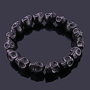 JEWELRIESHOP Skull Bracelet Colorful Howlite Synthetic Turquoise Skeleton Tibetan Prayer Bead Mala Bracelet for Men Women