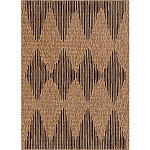 Well Woven Kaila Natural Color Indoor/Outdoor Tribal Diamonds (5'3" x 7'3") Area Rug