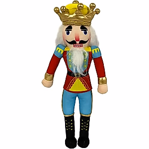 Nutcracker Ballet Gifts King Plush Nutcracker Doll Figure, Christmas Ornaments Decoration, Red, Blue and Gold, 14 Inch