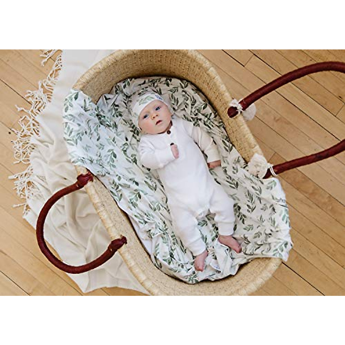 Large Premium Knit Baby Swaddle Receiving Blanket"Fern" by Copper Pearl