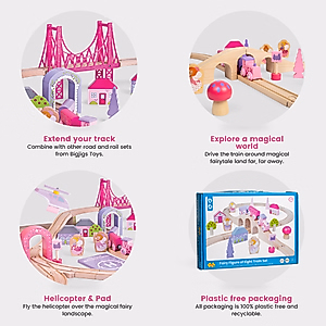 Bigjigs Rail Wooden Fairy Town Train Set - 75 Play Pieces