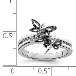 IceCarats 925 Sterling Silver Diamond Dragonfly Ring Size 7