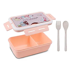 G-Ahora Versatile 2-Compartment Bento Boxes, Lunch Box, Leak-Proof Lunchbox Bento Box with Utensil Set for Dining Out, Work, Picnic
