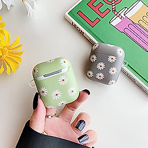ZTOFERA Compatible with Apple Airpods 2 & 1 Case, Anti-Scratch Cute Daisy Pattern Protective Case Lightweight Shockproof TPU Bumper Cover for Airpods - Green