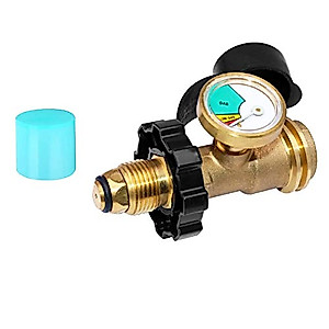 DOZYANT Universal Fit POL Propane Tank Adapter with Gauge Converts POL LP Tank Service Valve to QCC1 / Type 1, Old to New Connection Type, Propane Tank Gauge