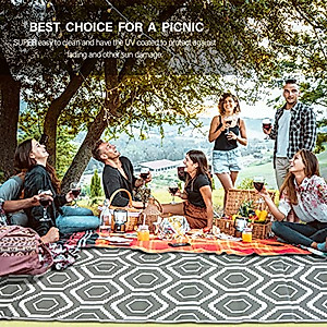 fifame Outdoor Camping Rug Patios Clearance Plastic Straw Weatherproof Reversible Mats, Large Floor Mat for RV, Backyard, Deck, Picnic, Beach, Trailer, Camping