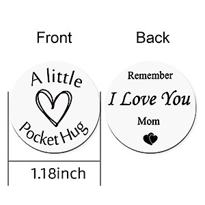Pocket Hug Token Keychain Gifts for Mom Mother Birthday Mothers Day Gift from Daughter Son Long Distance Relationship Gifts Double Sided Pocket Hug Coin with PU Leather Keychains for Mom Women