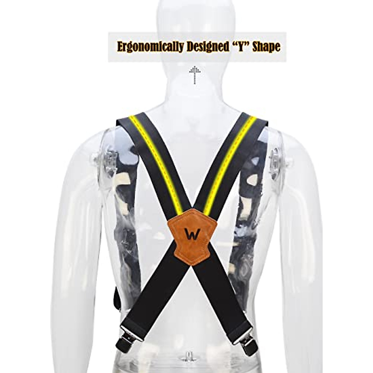 WELKINLAND 2Inch Elastic Mens suspenders, Heavy Duty suspenders for men, Work suspenders for men, Suspenders for men w/clips, Suspenders for men heavy duty, Mens suspenders for trousers