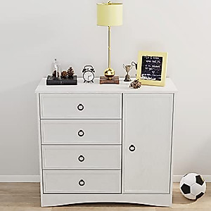 LGHM Modern 4 Drawer Dresser Set of 2, Dressers for Bedroom Adjustable Shelves, Tall Chest of Drawers Closet Organizers and Storage for Clothes - Easy Pulls, Textured Borders White
