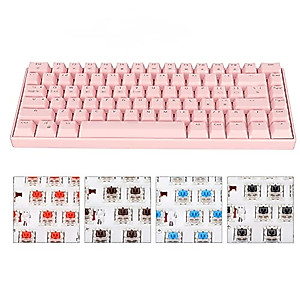 Heayzoki 82 Key Gaming Keyboard, RGB Backlight Mechanical Keyboard 2.4G/Bluetooth 3.0/5.0/Type-C Ergonomic Pink Gaming Keyboard for Office Home(Black Shaft)