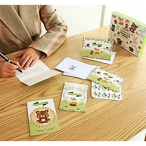 SUPREME IMPRESSION Baby Shower Thank You Cards - 36 Pack of Cute Woodland Forest Animals Thank You Notes with Envelopes and Stickers | Perfect for Kids Birthday or Baby Showers