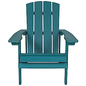 Flash Furniture Charlestown Commercial Grade Indoor/Outdoor Adirondack Chair, Weather Resistant Durable Poly Resin Deck and Patio Seating, Sea Foam