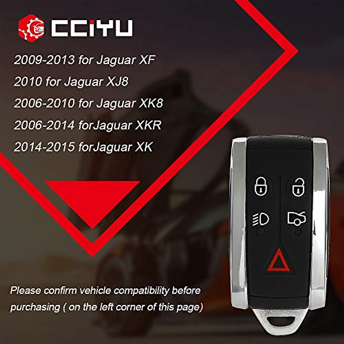 cciyu 1 X Flip Key Fob Uncut Blade (SHELL CASE) 5 Buttons Replacement for 07-15 for Jaguar XF XK8 XKR XK Keyless Entry Remote for Smart Key W/Insert with FCC: KR55WK45694 KR55WK49244