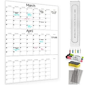 Simplified Dry Erase Wall Calendar for 3 Month Planning – Easy To Erase 30" x 45" Calendar for White Boards - The Perfect Planning Tool and Visual Organizer For Your Office & Home Wall