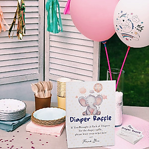 Maxxma Diaper Raffle Tickets with Sign Shower Games Kit, Party Decorations (1 Sign + 50 Raffle Cards), Bring a Pack of Diaper, Blue,pink (20220115)