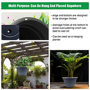 RooTrimmer Plant Pots Set of 5, 10 Inch Round Flower Pots, Thickened Plant Planters with Drainage Holes, Garden Pots for Indoor Outdoor (Dark Gray)