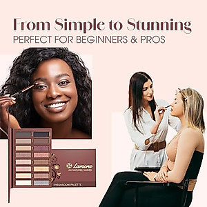 Lamora Eyeshadow Palette Makeup - Eye Makeup Palette with 16 Highly Pigmented Matte & Shimmer Shades - Vegan & Blendable