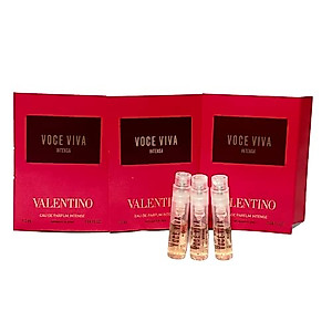 Valentino Voce Viva Intensa EDP 0.04 fl. oz. / 1.2 ml Sample Vial Glass Partially filled Spray Mini Perfume Vial Eau De Parfum (Set of 3)