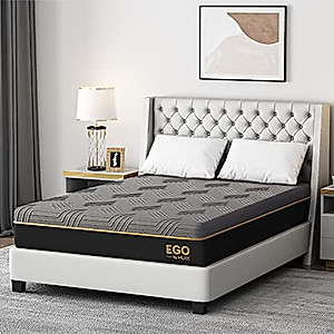 EGOHOME 12 Inch Queen Copper Gel Memory Foam Mattress, Therapeutic Mattress for Back Pain Relief, Cooling Gel Double Mattress Bed in a Box, Made in USA, CertiPUR-US Certified, 60”x80”x12”, Black