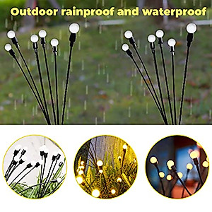 dolitify Solar Garden Lights 2Pcs Firefly Lights Solar Outdoor IP65 Waterproof Solar Swaying Lights Garden Decorative Lights for Yard Patio Pathway Decoration, Warm Light