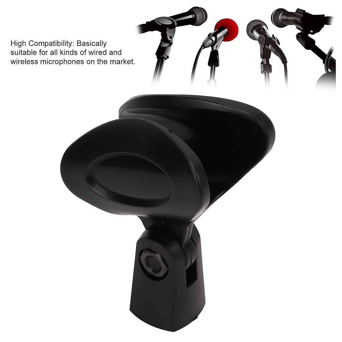 01 02 015 Microphone Clip, Wide Application 180° Rotatable Convenient Strong Toughness Microphone Holder Lightweight with 5/8in to 3/8in Screw for Wired Mic