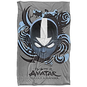 Avatar The Last Airbender Blanket, 36"x58" Airbender Blue and Black Kanji Silky Touch Super Soft Throw Blanket