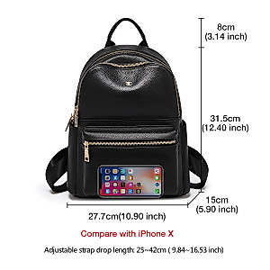 FOXLOVER Genuine Leather Backpack for Women Fashion Convertible Travel Bags Ladies Shoulder Bag College Daypack Small Purses