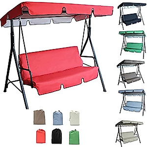 BTURYT Swing Canopy Replacement 3 Seater, Patio Swing with Canopy & Replacement Swing Seat,Waterproof Top Cover Set Swing Chair Awning Glider Swing Cover Porch Swing Cover