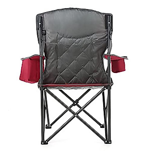 ARROWHEAD OUTDOOR Portable Folding Camping Quad Chair w/ 6-Can Cooler, Cup & Wine Glass Holders, Heavy-Duty Carrying Bag, Padded Armrests, Headrest & Seat, Supports up to 450lbs, USA-Based Support