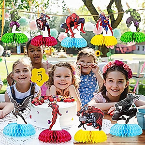 9Pcs Cartoon Honeycomb Centerpiece for Table Decorations Honeycomb Birthday Party Decorations Supplies Anime Birthday Party Supplies Kids Party Favors Honeycomb Table Decorations Topper for Kids