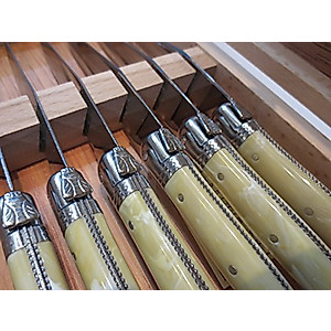 Laguiole Pale Horn Platine Knives in Presentation Box (Set of 6)