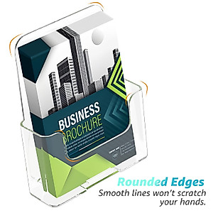 MaxGear Acrylic Brochure Holder 6 x 8 inch, Display Stand Plastic Flyer Holders, for 5.5 x 8.5 inch, 5 x 7 inch Menu Clear Literature Trifold Pamphlet Magazine Holders Countertop or Wall Mount, 2 Pack