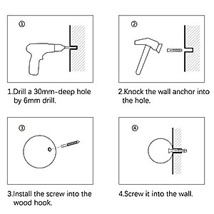 30GO Wall Hooks, Modern Wooden Coat Hooks(Pack of 4pcs) , Single Hat Rack