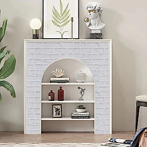 ComShion White Brick Peel and Stick Wallpaper Waterproof Self-Adhesive Faux White Brick Contact Paper for Fireplace Accent Walls Wallpaper Backsplash School 17.7”x118”