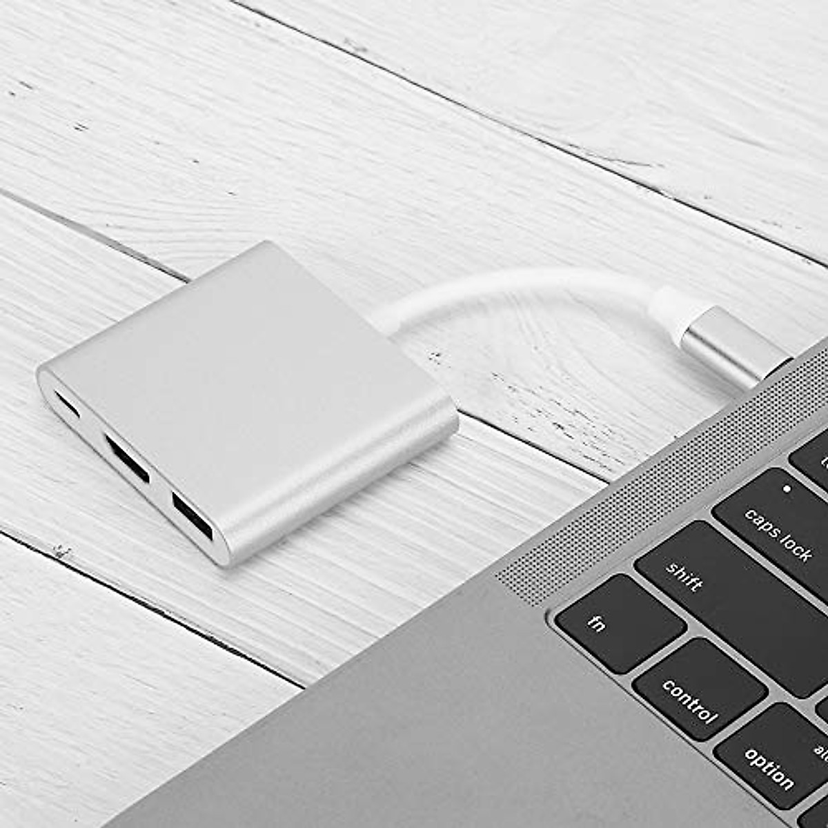 Shanrya Converter, 3 in 1 Type‑c Adapter, 1PCS Plug and Play for Education Presentations Films Exhibitions(Silver)
