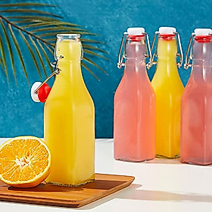 Juvale 6-Pack 8 oz Swing Top Glass Bottles with Stoppers with Airtight Caps and 1 Cleaning Brush, Flip Top Brewing Bottles for Homemade Kombucha, Vanilla Extract, Infused Oil, Vinegar, Tea