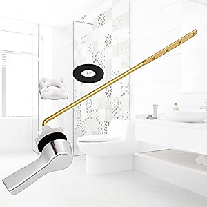 Hibbent Universal Front Mount Toilet Handle Tank Flush Lever Replacement Handle with Stainless Steel Flapper Chains for Most Front Mount Toilets- Chrome Finish Toilet Handle