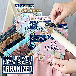 6 Baby Closet Size Dividers Baby Girl - Floral Baby Closet Dividers by Month, Baby Closet Organizer for Nursery Organization, Baby Essentials for Newborn Essentials Baby Girl, Nursery Closet Dividers