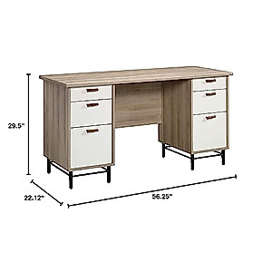 Sauder Anda Norr Executive Desk, L: 56.3" x W: 22.13" x H: 29.53", Sky Oak Finish