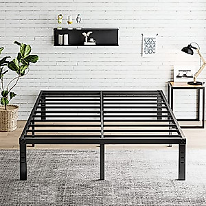 Artimorany King Size Bed Frame 14 Inch High, Heavy Duty Steel Slat Support 3000 Pounds, No Box Spring Needed Metal Platform, Noise Free, Easy Assembly Black