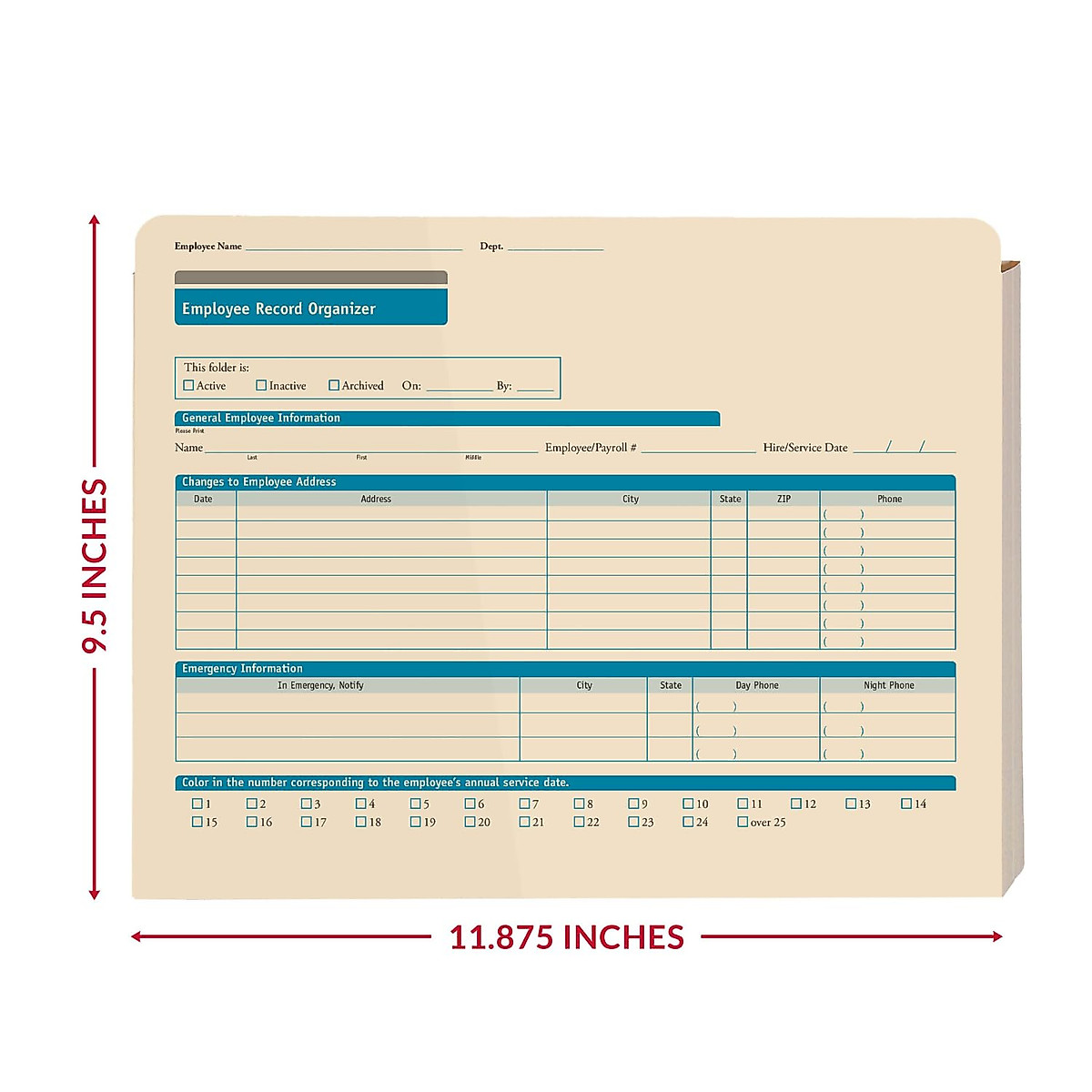 ComplyRight Employee Records Organizer Expandable | 12" x 9-1/2" x 1-1/4" | Recordkeeping Folders | 25 Pack