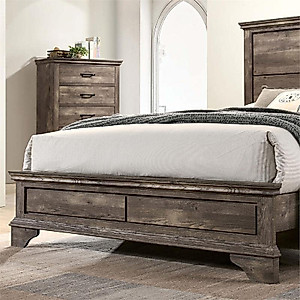 BOWERY HILL Transitional Wood Eastern King Panel Bed in Gray