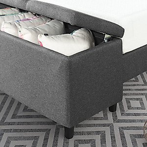 ZINUS Wanda Upholstered Platform Bed Frame with Storage Bench, Mattress Foundation with Wood Slat Support, No Box Spring Needed, Easy Assembly, Queen