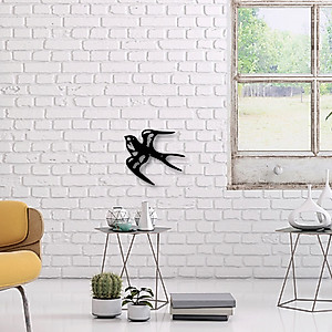 CREATCABIN Love Swallows Garden Sign Metal Wall Decor Tree Art Metal Bird Wall Art Signs Black Hanging for Christmas Halloween Home Decoration Indoor Outdoor Garden Aesthetic Bedroom 10x9inch