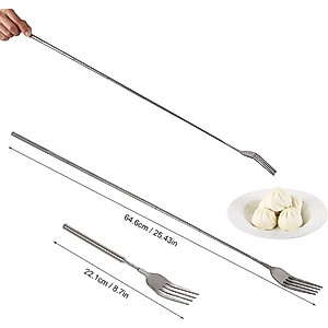 Telescopic Fork, Stainless Steel Extendabl Long Handle Fork, Barbecue Toasting Dinner Fruit Dessert Long Fork Cutlery, Non-Toxic & Anti Rust Fork 8.7~25.4inch
