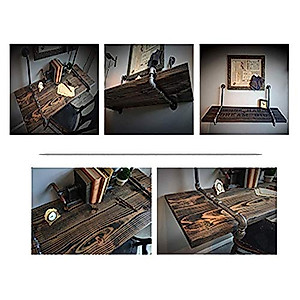 PIBM Stylish Simplicity Shelf Wall Mounted Floating Rack Shelves Retro Computer Desk Iron Art Solid Wood Save Space,2 Sizes, a , 80X50X3CM